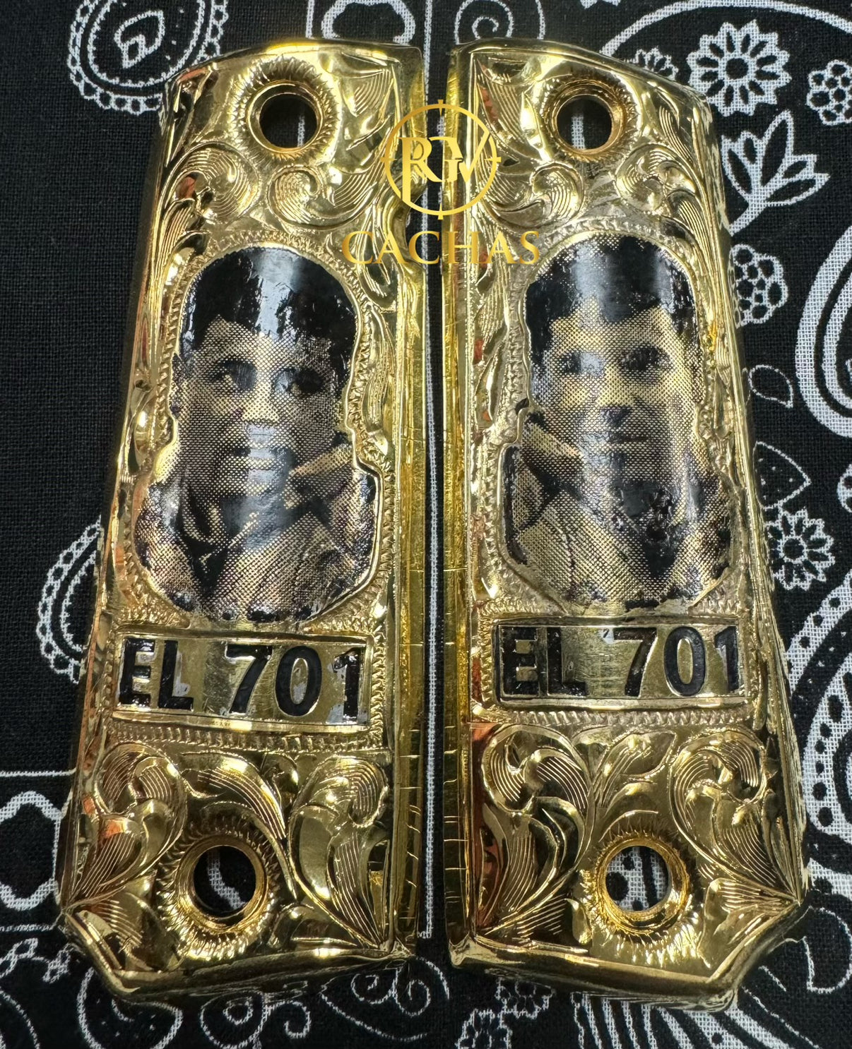 1911 Full Size El Chapo Grips – Gold Guns