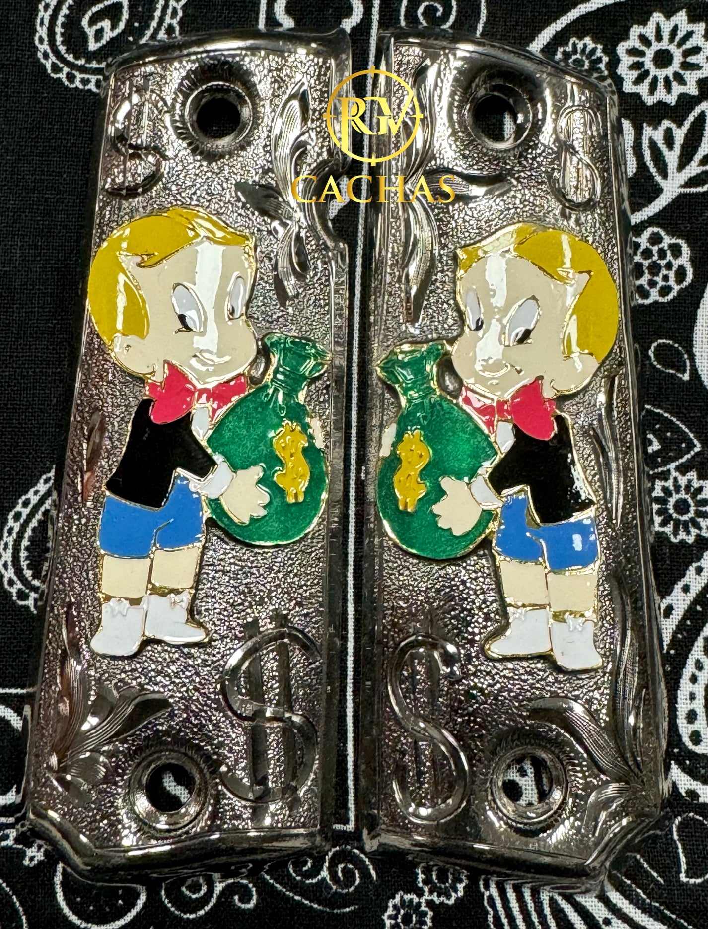 1911 Full Size Richie Rich Money Bag Grips – Gold Guns