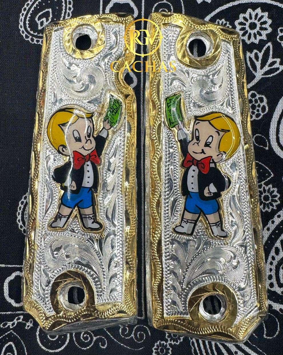 1911 Full Size Richie Rich Money Grips – Gold Guns
