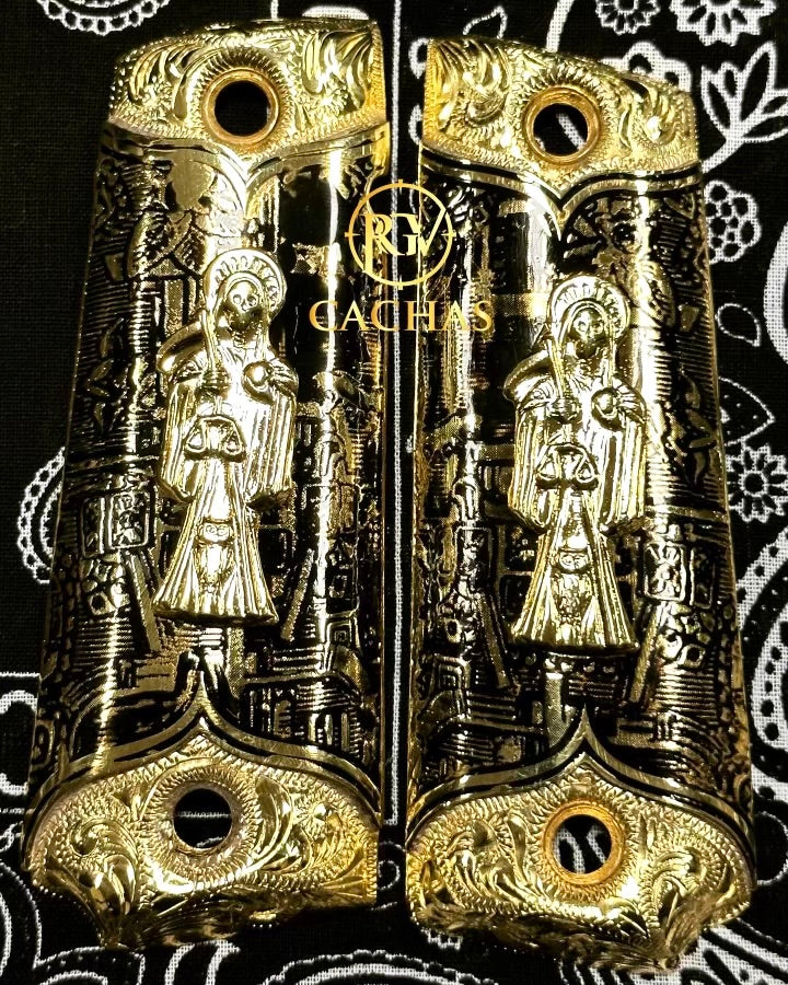 1911 Full Size Santa Muerte Grips – Gold Guns