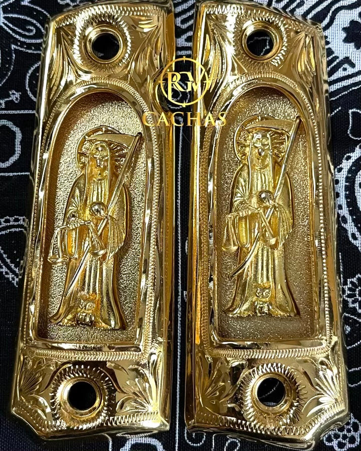 1911 Full Size Santa Muerte Grips – Gold Guns