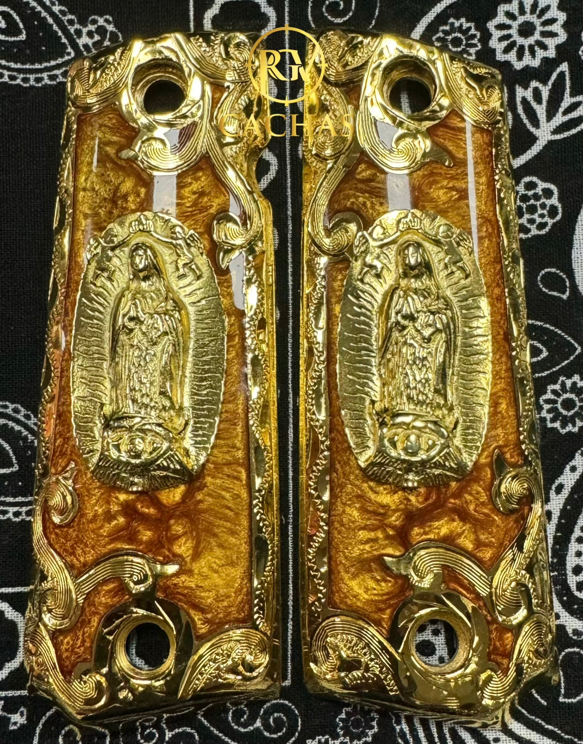 1911 Full Size Virgin Mary Grips – Gold Guns