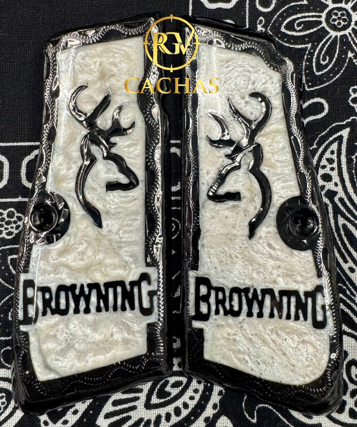 Browning Hi Power Logo Grips – Gold Guns